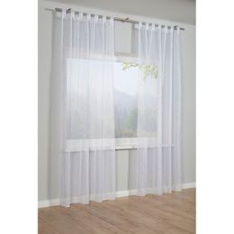 Gardine &raquo;Schal Voile mit Foilprint&laquo; Schlaufen 1 Stk. tlg. mit Schlaufen wei&szlig; Polyester 245cm, Schlaufen, 140cm