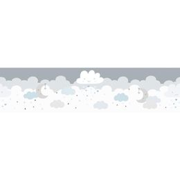 A.S. Cr&eacute;ation Bord&uuml;re &raquo;Dreamy Sky&laquo; Motiv abstrakt naturalistisch glatt Tapete Kinder Borte Wohnzimmer Schlafzimmer K&uuml;che Design Kinderzimmer wei&szlig; Papier B/L: 0,16m 