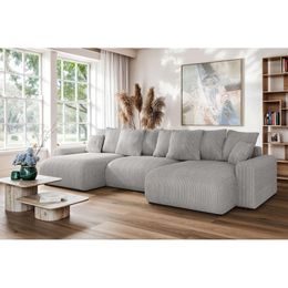 Home Affaire Wohnlandschaft &raquo;LAKESIDE mit Bettfunktion und Bettkasten, Ma&szlig;e B/T/H: 332,5/142/84 cm&laquo; U‐Form mit vielen Kissen und Wellenunterfederung 