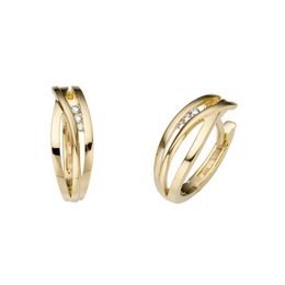 Firetti Damen Paar Creolen &raquo;Schmuck Geschenk Gold 585, Edles Design, teilw. mehrreihig, massiv&laquo; mit Brillant - Kanalfassung gelb 0,05, 0,05 P2 = 