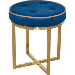 Home Affaire Polsterhocker 1 Stk. tlg. blau Samtbezug 100% Polyester B/H/T: 42cm x 46cm x 42cm, Samt