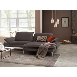 W.Schillig Ecksofa &raquo;enjoy&MORE, Designsofa, elegant und bequem, L-Form&laquo; mit Sitztiefenverstellung, F&uuml;&szlig;e Chrom gl&auml;nzend, Breite 294 cm braun Chenille-