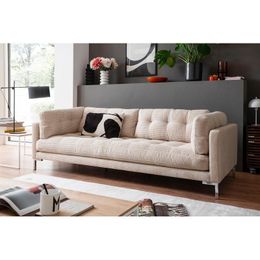 Trends by HG 3-Sitzer &raquo;Landau&laquo; in Cord-Stoff mit Metallfu&szlig; beige Baumwoll - Polyester Mix B/H/T: 228cm x 75cm x 92cm, Cord