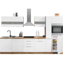 KOCHSTATION K&uuml;chenzeile &raquo;KS-Luhe&laquo; 330 cm breit, wahlweise mit oder ohne E-Ger&auml;ten, gefr&auml;ste MDF-Fronten wei&szlig; B/H/T: 330cm x 60cm, inkl. E-Ger&auml;te (