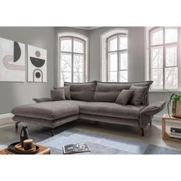 Home Affaire Ecksofa &raquo;Lazio modern und bequem, schmale Armlehnen, tolle Detailverarbeitung&laquo; Armlehnen verstellbar grau B/H/T: 255cm x 94cm x 180cm, 