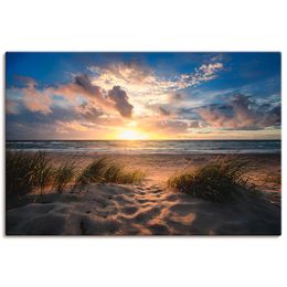 Artland Leinwandbild &raquo;Ostseestrand&laquo; Strand 1 Stk. tlg. auf Holzrahmen gespannt orange Leinwand B/H/T: 90cm x 60cm, Leinwandbild Strand Querformat, 1 Stk.