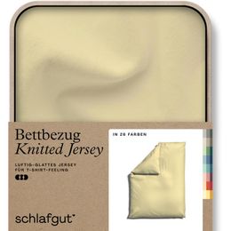 Schlafgut Bettbezug &raquo;Premium Bettbezug Knitted Jersey (1 St)&laquo; Ton-in-Ton Rei&szlig;verschluss, Bio-Baumwolle mit Elasthan, Uni, OEKO Tex gelb Jersey, Obermaterial: 95