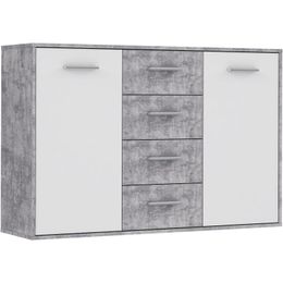 FORTE Sideboard &raquo;Sideboard, verschiedene Dekore, Schubk&auml;sten&laquo; B/H/T 122,6/81,7/34,2 cm, Stauraum grau Spanplatte B/H/T: 122,6cm x 81,7cm x 34,2cm, 4 