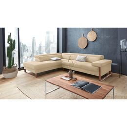 W.Schillig Ecksofa &raquo;finn, Designsofa mit tollem Sitzkomfort, bequem, L-Form&laquo; German Design Award 2016, Fu&szlig;gestell Nussbaum natur, Breite 281 cm beige 