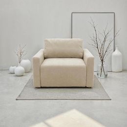 DOMO collection Sessel &raquo;Sintra ausklappbar zur Schlaffunktion, mit R&uuml;ckenkissen&laquo; Feinstruktur, beige beige 100% Polyester Feinstruktur, B/H/T: 106cm x
