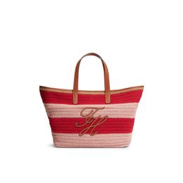 Tommy Hilfiger Damen Tragetasche &raquo;TH NAUTICAL TOTE CROCHET STR&laquo; Damen Strandtasche mit Streifen und Logoschriftzug rot B/H/T: 58,5cm x 31,5cm x 16cm