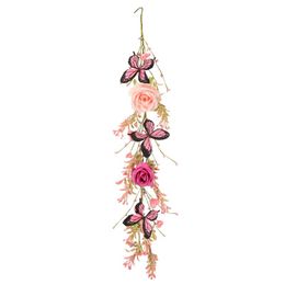 I.GE.A. Kunstblume &raquo;Blumengirlande mit Rosen und Schmetterlinge 80cm h&auml;ngend Girlande&laquo; Blumen K&uuml;nstlich Seidenblumen f&uuml;r Hochzeit Party Geburtstag 