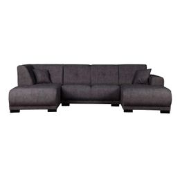 Home Affaire Wohnlandschaft &raquo;Langeland U-Form&laquo; incl. 2 Zierkissen, Recamiere wahlweise links oder rechts schwarz 100% Polyester B/H/T: 297cm x 85cm x 