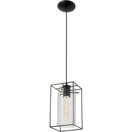 Eglo H&auml;ngeleuchte &raquo;Loncino Pendellampe, Vintage, H&auml;ngelampe aus Stahl und Glas, E27&laquo; E27 1 Stk. H&auml;ngeleuchte - L15 x B15 x H110 cm - schwarz - 1X60W 