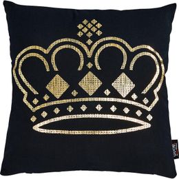 done. Dekokissen &raquo;Stone Crown&laquo; mit Kronen-Applikation, Kissenh&uuml;le ohne F&uuml;llung, 1 St&uuml;ck gold Baumwolle B/L: 45cm x 45cm, 1 Stk.