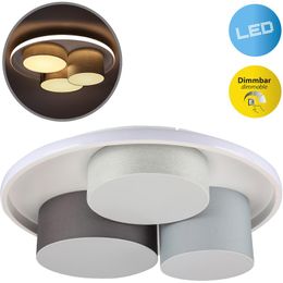 N&auml;ve n&auml;ve LED Deckenleuchte &raquo;Eppan&laquo; 1 Stk. Warmwei&szlig; in 3 Stufen dimmbar &uuml;ber Wandschalter, Schirme: Textil, grau, wei&szlig; grau 3, &Oslash; 49cm H: 15,5cm, 1 Stk.