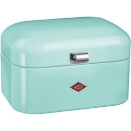 Wesco Brotkasten &raquo;Single Grandy - Brotdose&laquo; L&uuml;ftungsl&ouml;cher auf der R&uuml;ckseite, Metallschaniere gr&uuml;n Stahlblech B/H/L: 26,8cm x 17,5cm x 22cm