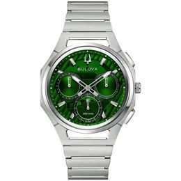 Bulova Herren Chronograph &raquo;Curv&laquo; Quarzuhr, Armbanduhr, Herrenuhr, Edelstahlarmband, analog gr&uuml;n Einheitsgr&ouml;&szlig;e