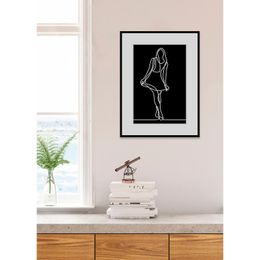 queence Bild &raquo;Jolina&laquo; Bilder von Frauen Frau Kunst Schwarz-Wei&szlig; 1 Stk. tlg. HD Premium Poster-Druck inkl. Holzrahmen schwarz Acrylglas, Holz, Papier B