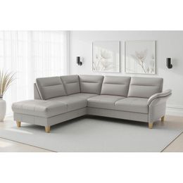 Sit & More sit&more Ecksofa &raquo;Pamela L-Form, Leder, B: 218 cm&laquo; optional Armteilverstellung, Schlaffunktion & Bettkasten grau B/H/T: 218cm x 90cm x 212cm, 