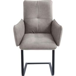 K+w Komfort & Wohnen K+W Komfort & Wohnen Freischwinger () Freischwinger, Gestell in Metall schwarz, Steppung im Sitz und R&uuml;cken grau B/H/T: 61cm x 95cm x 60cm, Microfaser