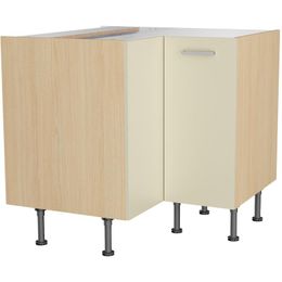 KOCHSTATION Eckunterschrank &raquo;KS-Lucy&laquo; Breite 90 x 90 cm, mit 2 T&uuml;ren, Soft-Close, h&ouml;henverstellbare F&uuml;&szlig;e Eiche hell, B/H/T: 90cm x 87cm x 58,1cm, 