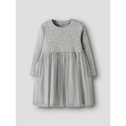 name it M&auml;dchen T&uuml;llkleid &raquo;NMFNADJA LS DRESS NOOS&laquo; grau 80, N-Gr