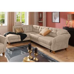 OTTO home Ecksofa &raquo;Trondheim L-Form&laquo; mit Federkern beige Struktur weich ( 97% Polyester, 3% Baumwolle);Luxus-Microfaser ALTARA NUBUCK (100% Polyester)