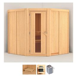 Karibu Sauna &raquo;Jarin&laquo; Set, Ofen 9 kW integr. Strg beige Saunaofen, integrierte Steuerung, 9 kW