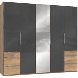 wimex Kleiderschrank &raquo;Level by fresh to go&laquo; mit Glas-und Spiegelt&uuml;ren grau B/H/T: 250cm x 216cm x 58cm, Schubladen: 6 Stk. T&uuml;ren: 5 Stk.
