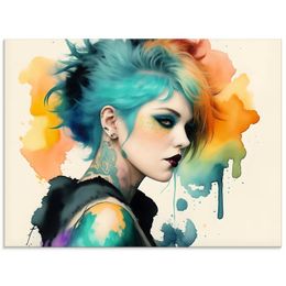 Artland Glasbild &raquo;Weiblicher Punk III&laquo; Bilder von Frauen 1 Stk. tlg. in verschiedenen Gr&ouml;&szlig;en bunt Glas B/H/T: 80cm x 60cm, Glasbild Bilder von Frauen 