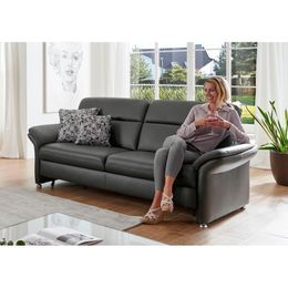 Die PlanBar 3-Sitzer &raquo;PN-EM16031, Breite 228 cm, ohne Kopfst&uuml;tzen&laquo; wahlweise mit Relaxauszug grau B/H/T: 228cm x 96cm x 92cm, Glattleder TORRO, 