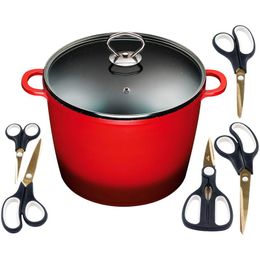 King Suppentopf Set, 7 Stk. tlg. Aluminiumguss rot &Oslash; 24cm + H&ouml;he 18cm