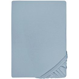 Biberna Spannbettlaken &raquo;Marc&laquo; aus Baumwolle, f&uuml;r Matratzen bis 22 cm H&ouml;he, Bettlaken, Spannbetttuch blau Jersey, Obermaterial: 100% Baumwolle B/L: 200cm, 1 