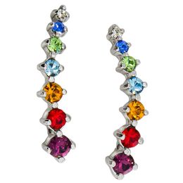 Firetti Damen Paar Ohrstecker &raquo;Schmuck Geschenk Silber 925 Ohrschmuck Ear Climber Regenbogen&laquo; mit Kristallmix silber Silber 925 (Sterlingsilber)