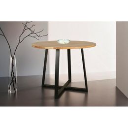 ByLiving Esstisch &raquo;Arrow&laquo; 1 Stk. tlg. mit 2,5cm starker, runder Massivholz Tischplatte, D 100, H 77 cm beige B/H/T: 77cm, Akazie natur