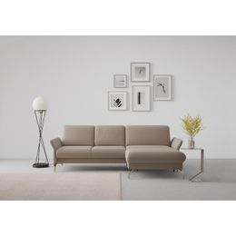 Sit & More sit&more Ecksofa &raquo;Fashion L-Form&laquo; wahlweise mit Kopfteilverstellung, Vorziehsitz, motorisch, Nickelf&uuml;&szlig;e grau B/H/T: 253cm x 84cm x 165cm, Soft clean, 