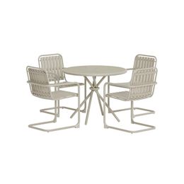 Garten-Essgruppe &raquo;Chios, runde Essgruppe f&uuml;r 4 Personen, Aluminium + Sicherheitsglas&laquo; Outdoorset, beige, wetterfest, transparente Tischplatte, modern 