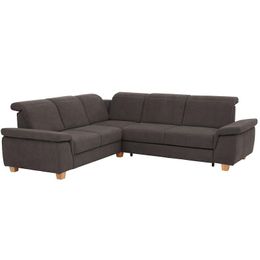 Home Affaire Ecksofa &raquo;Dalia L-Form&laquo; mit Federkernpolsterung, wahlweise mit Schlaffunktion, Bettkasten grau Luxus-Microfaser Florence (100% Polyester);