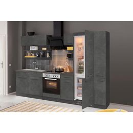 KOCHSTATION K&uuml;chenzeile &raquo;KS-Tulsa&laquo; ohne E-Ger&auml;te, Breite 300 cm, schwarze Metallgriffe, MDF Fronten bunt B/H/T: 300cm x 60cm