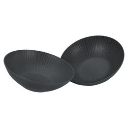Creatable Salatsch&uuml;ssel &raquo;Vesuvio, Salatsch&uuml;ssel 24 cm 2er Set&laquo; 2 Stk. aus Steinzeug Seidenmatte Spezialglasur, Ausdruckstarkes Relief schwarz 