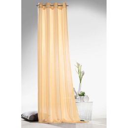 Weckbrodt-Gardinen Vorhang &raquo;Klara&laquo; &Ouml;sen 1 Stk. tlg. Wildseiten-Optik, halbtransparent, Gardine, Store beige Polyester 245cm, &Ouml;sen, 140cm