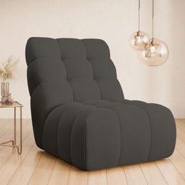 Home Affaire Sessel &raquo;AURELIAN, Love Seat XXL, Lese-Sessel, Big-Sessel&laquo; mit Wellenunterfederung, Velours, Struktur fein, Struktur grob grau 100% 