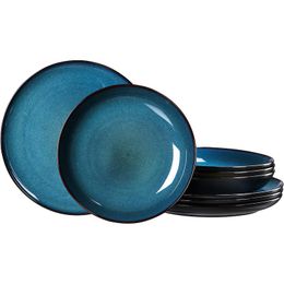 Ritzenhoff & Breker Tafelservice &raquo;Teller Set, Geschirr-Set Bali&laquo; Reaktivglasur, jedes St&uuml;ck ein Unikat, 8 Teile, f&uuml;r 4 Personen blau Steingut 8 Stk.