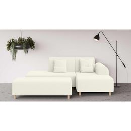 OTTO home Ecksofa &raquo;Suyala&laquo; L-Form mit Hocker beige 100% Polyester B/H/T: 258cm x 85cm x 168cm, Struktur, Recamiere rechts,mit Hocker