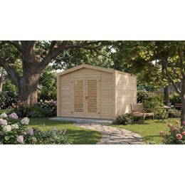 Weka Gartenhaus &raquo;Killarney&laquo; Doppelt&uuml;r mit Lamellen braun Massivholz ohne Fu&szlig;boden, ohne Dacheindeckung
