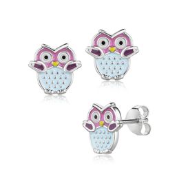 Firetti Damen Paar Ohrstecker &raquo;Schmuck Geschenk Silber 925 Ohrschmuck Eule&laquo; Made in Germany bunt Silber 925 (Sterlingsilber)