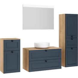 Nobilia Badm&ouml;bel-Set &raquo;Cascada&laquo; Set, inkl. Aufsatzwaschbecken und beleuchtetem Spiegel mit Touch-Sensor, 4 Stk. tlg. B/H/T: 210cmcm x 184cmcm x 