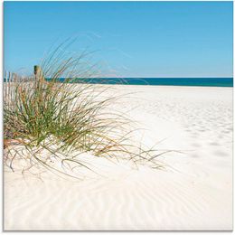 Artland Glasbild &raquo;Sch&ouml;ne Sandd&uuml;ne mit Gr&auml;sern und Zaun&laquo; Strand 1 Stk. tlg. in verschiedenen Gr&ouml;&szlig;en beige B/H/T: 50cm x 50cm, Glasbild Strand, 1 Stk.
