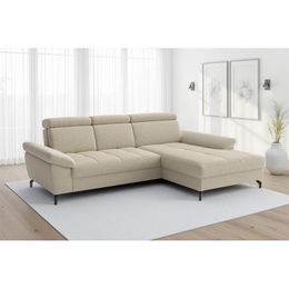 Sit & More sit&more Ecksofa &raquo;Vanity, L-Form, B: 264 cm,&laquo; Inkl.Sitz-,Kopf-und Armteilverstellung beige 100% Polyester B/H/T: 264cm x 84cm x 181cm, Cord, Recamiere